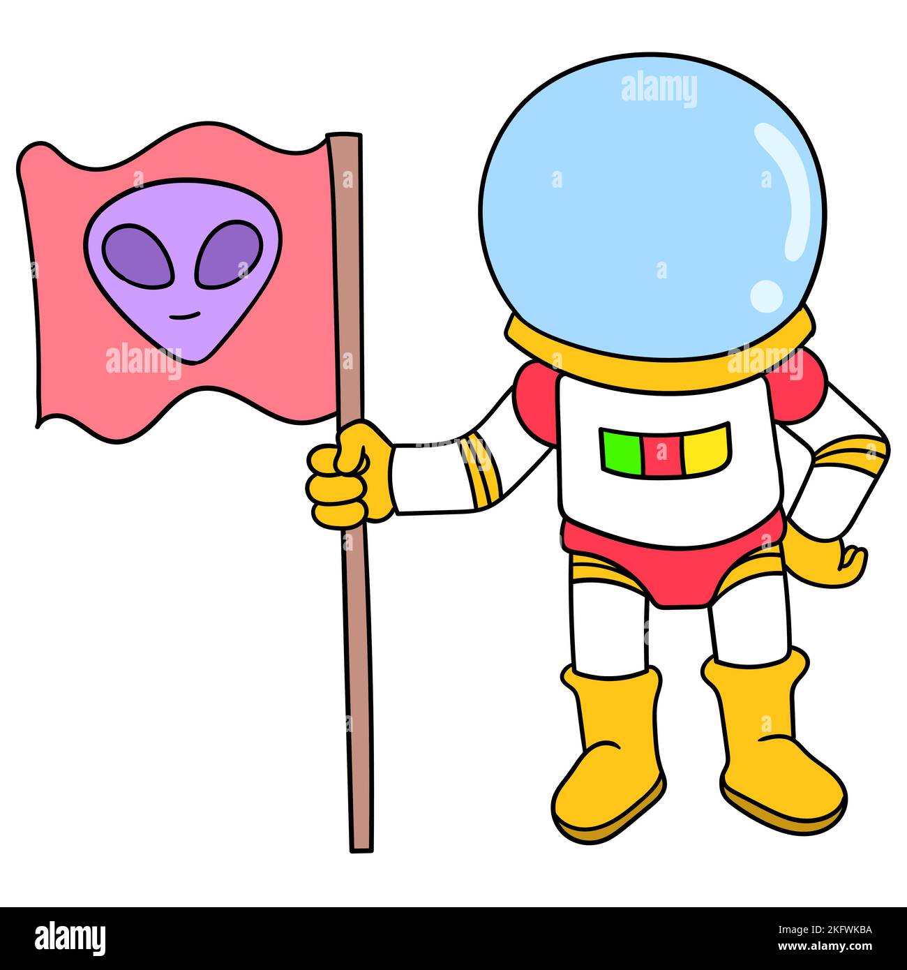 An editable vector of an astronaut with a uniform carrying an alien ...
