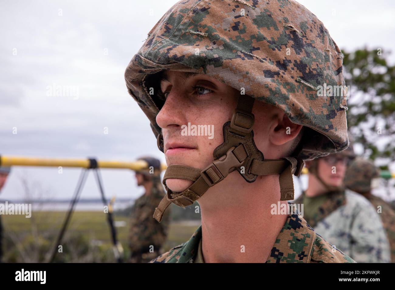 Recruits with Mike Company, 3rd Recruit Training Battalion, go down the ...