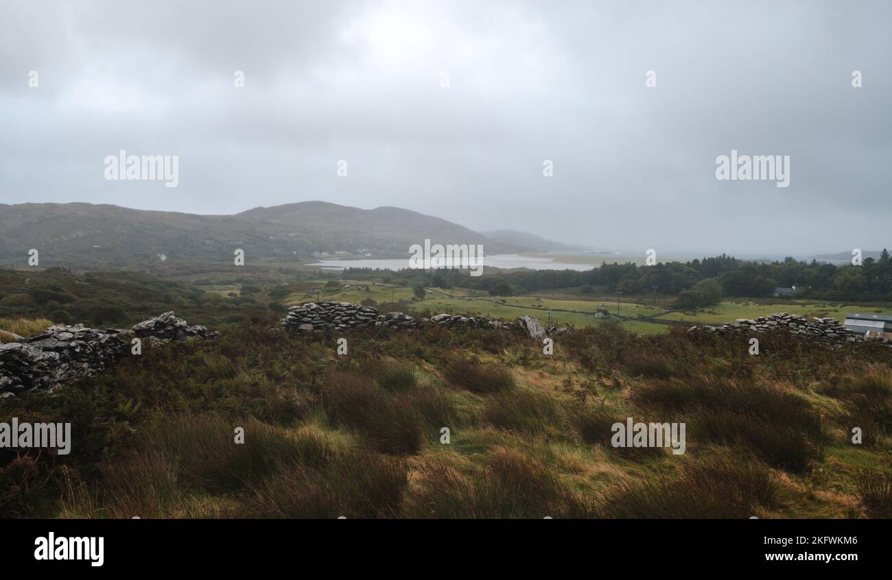 A view of the historic Caherdaniel stone fort in County Kerry, Republic ...