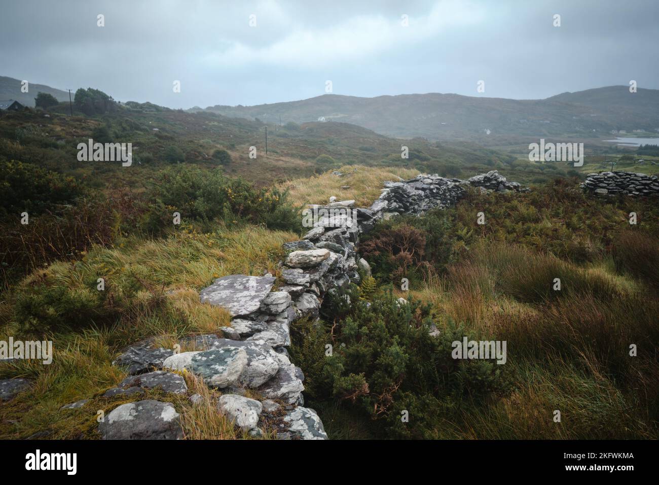 A view of the historic Caherdaniel stone fort in County Kerry, Republic ...
