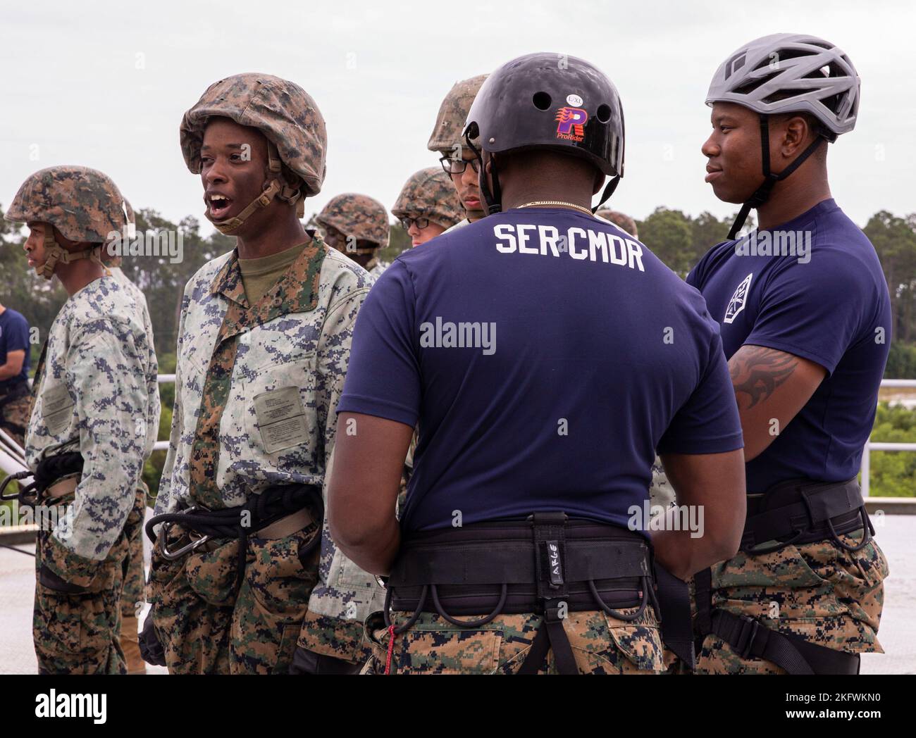 Recruits with Mike Company, 3rd Recruit Training Battalion, go down the ...