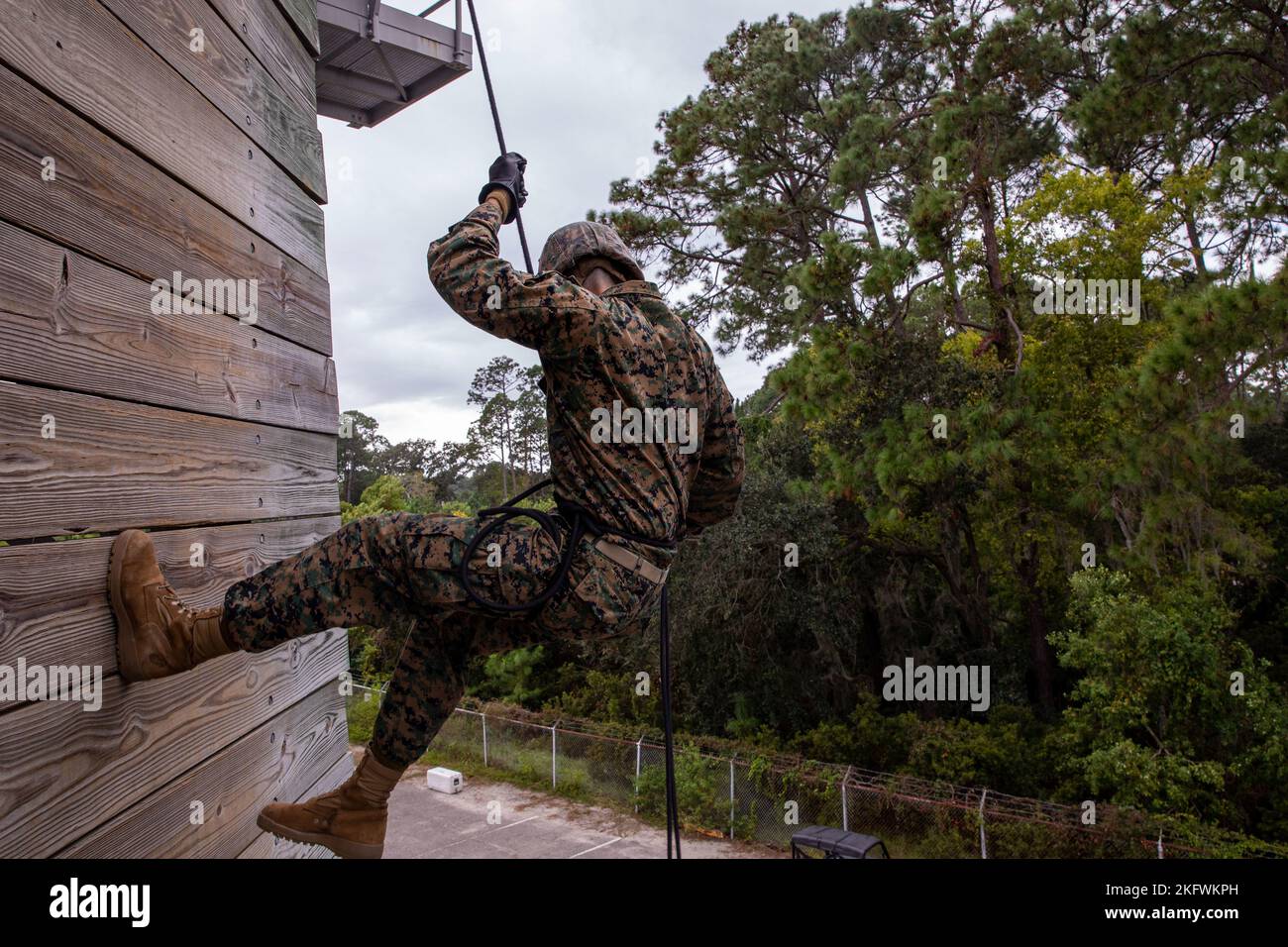 Recruits with Mike Company, 3rd Recruit Training Battalion, go down the ...