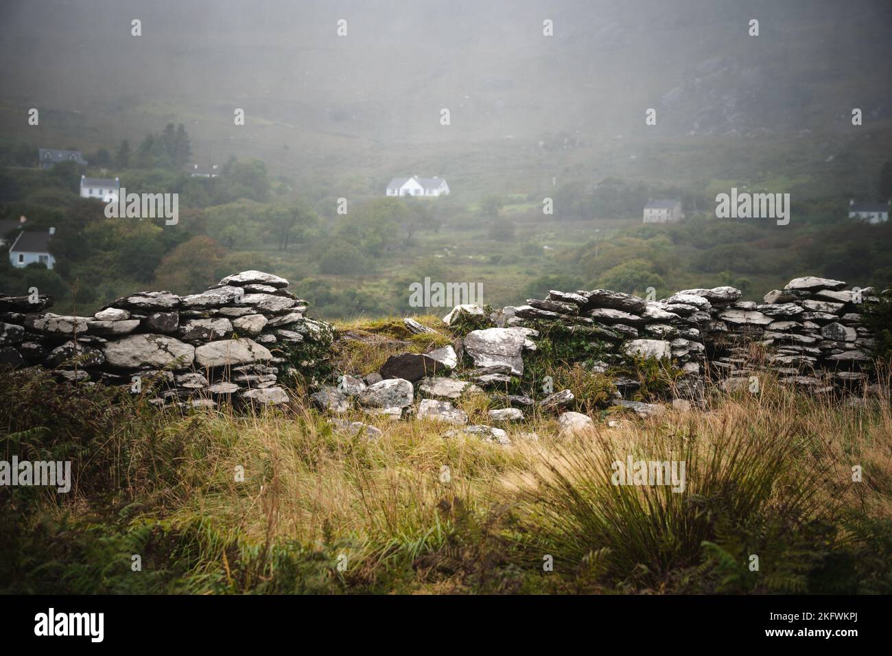 A view of the historic Caherdaniel stone fort in County Kerry, Republic ...