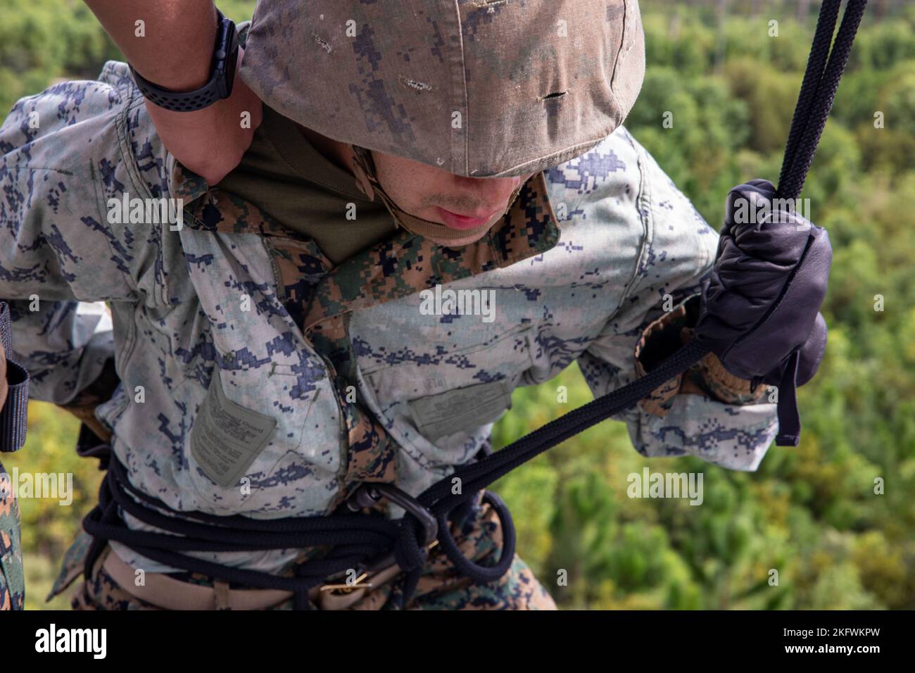 Recruits with Mike Company, 3rd Recruit Training Battalion, go down the ...