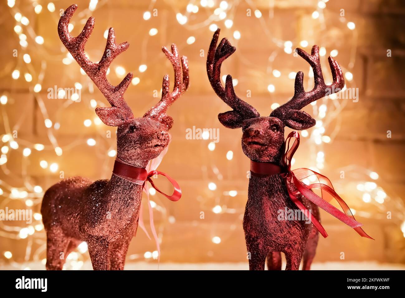 New Year's toy. new year deer. holiday lights. Christmas tree Stock ...