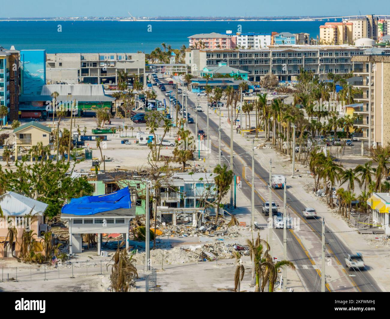Fort Myers Beach, FL, USA - November 19, 2022: Aerial telephoto image ...