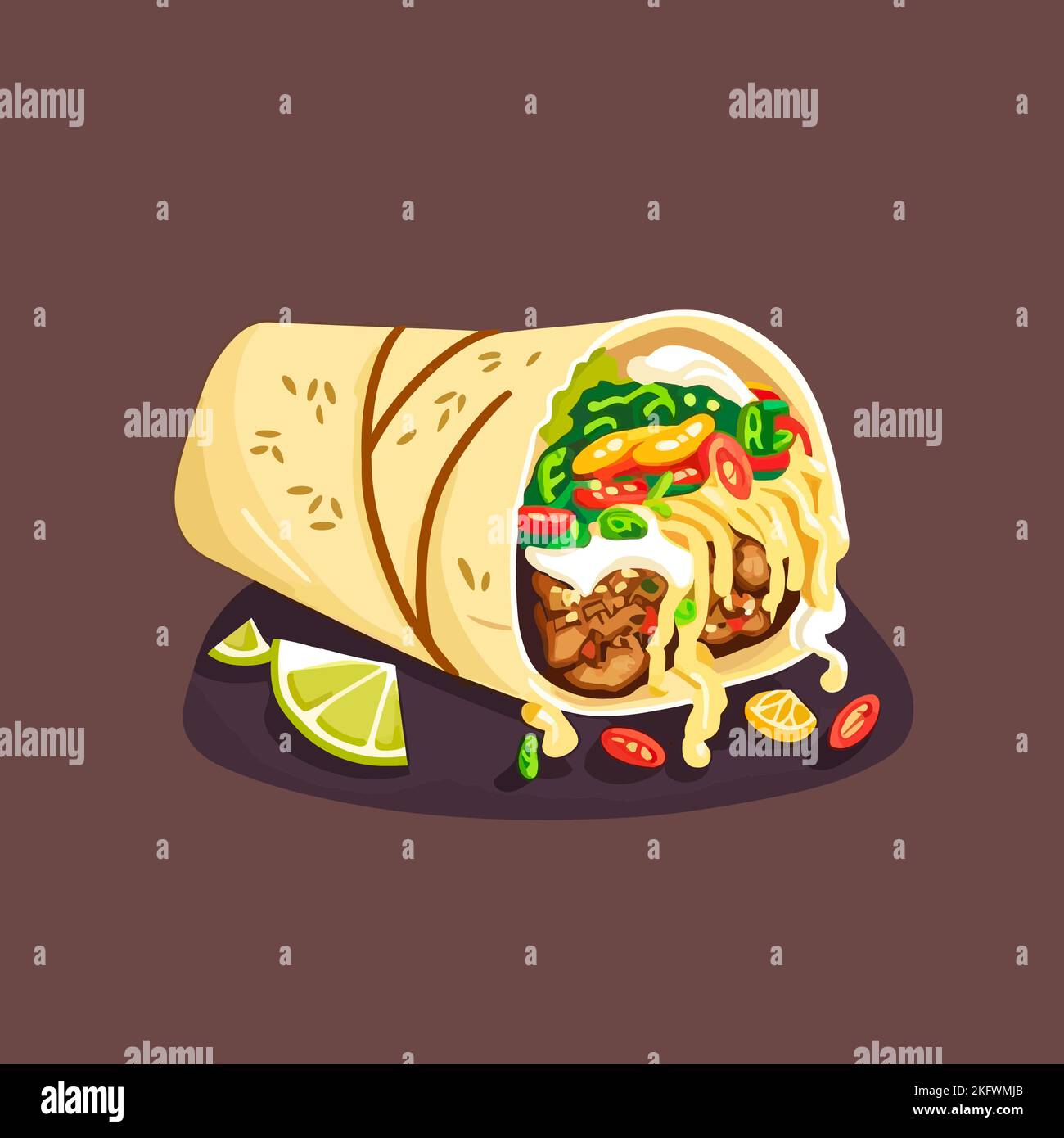 A vector illustration of delicious Mexican burrito Stock Vector Image ...