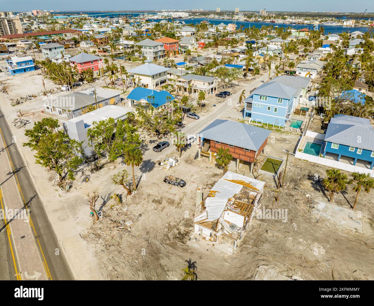 Fort Myers, FL, USA - November 19, 2022: Aerial drone photo streets ...