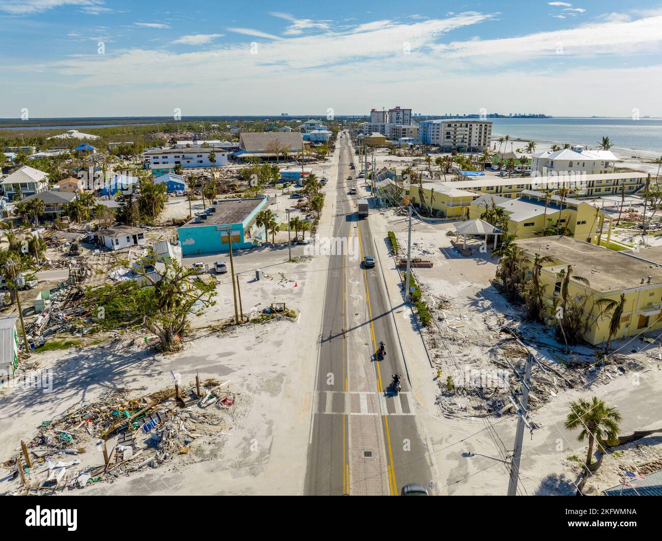 Aerial drone photo streets full of debris from Hurricane Ian aftermath ...