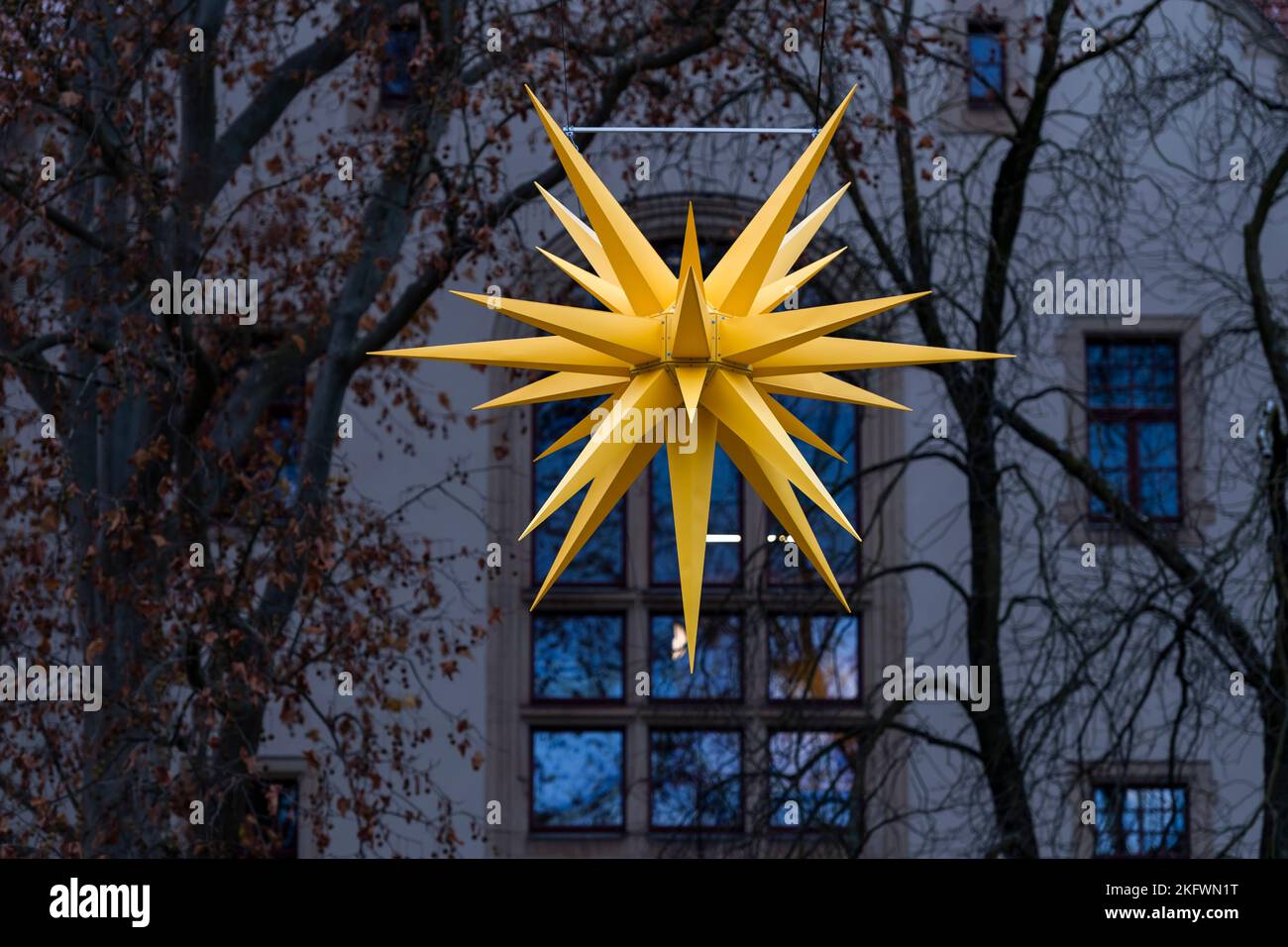 20 November 2022, Saxony, Dresden: A so-called Great Moravian Star ...