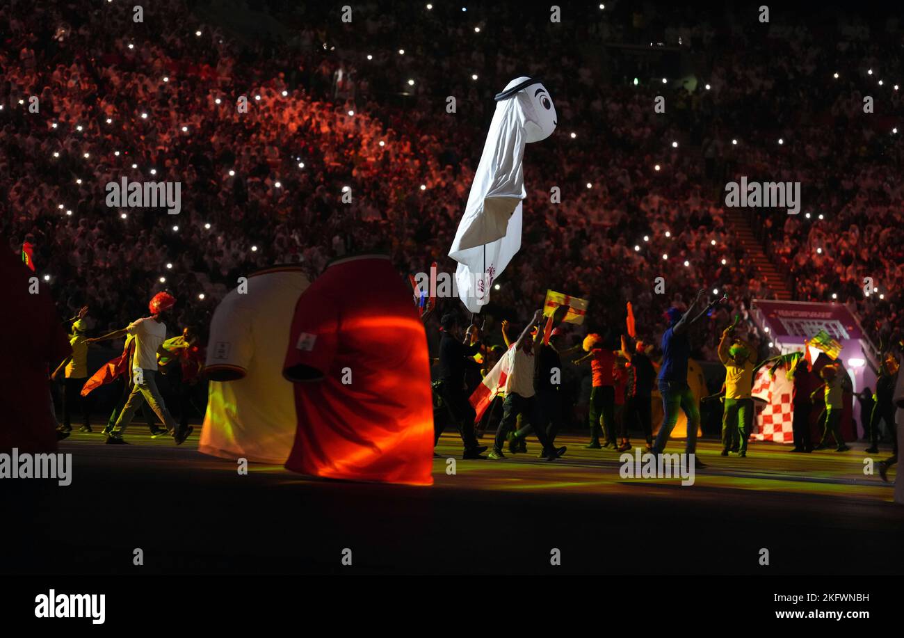 A general view during the opening ceremony of the FIFA World Cup 2022 ...