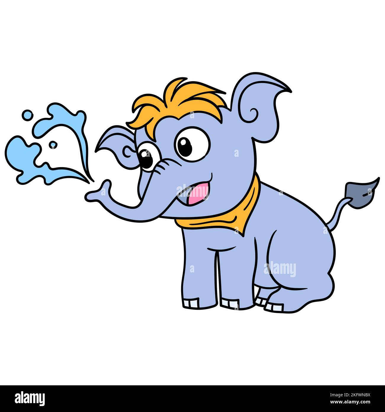 An editable vector of a baby elephant splashing water from its trunk ...
