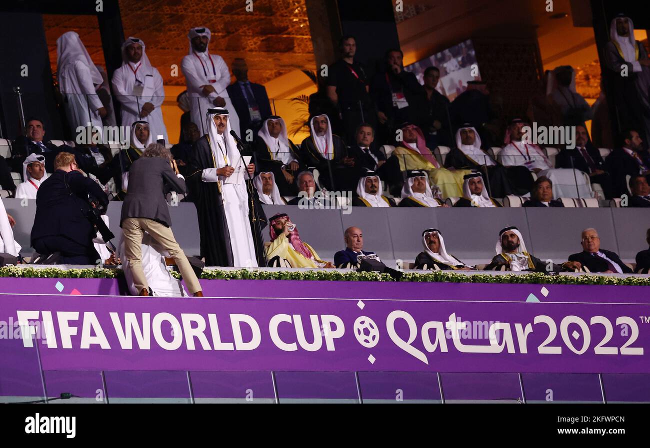 Al Khor, Qatar. 20th Nov, 2022. Qatar's Emir Sheikh Tamim bin Hamad al ...