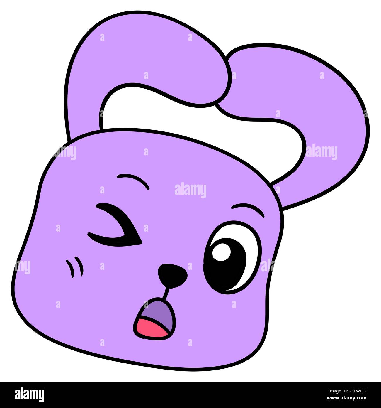 A vector illustration of a winking purple animal cartoon character ...
