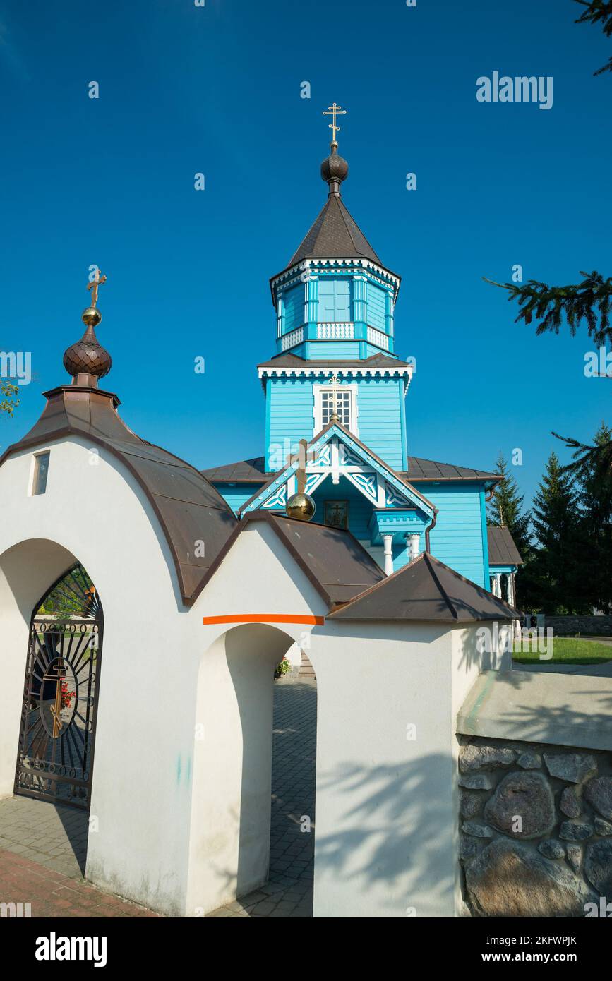 Elevation of the Holy Cross's Orthodox church in Narew, Poland Stock ...