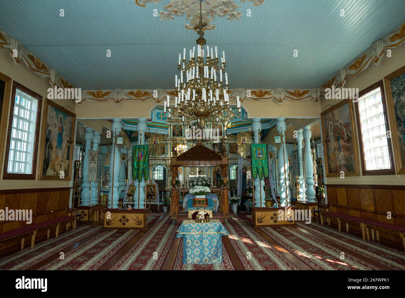 Elevation of the Holy Cross's Orthodox church in Narew, Poland Stock ...