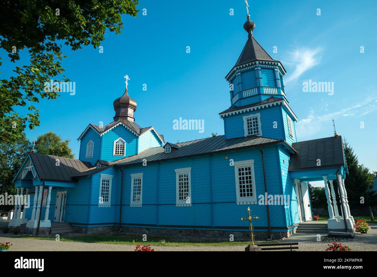 Elevation of the Holy Cross's Orthodox church in Narew, Poland Stock ...