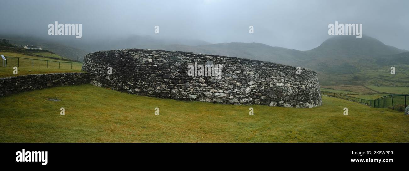 View of the Loher Stone Fort during dramatic rainy weather, Waterville ...