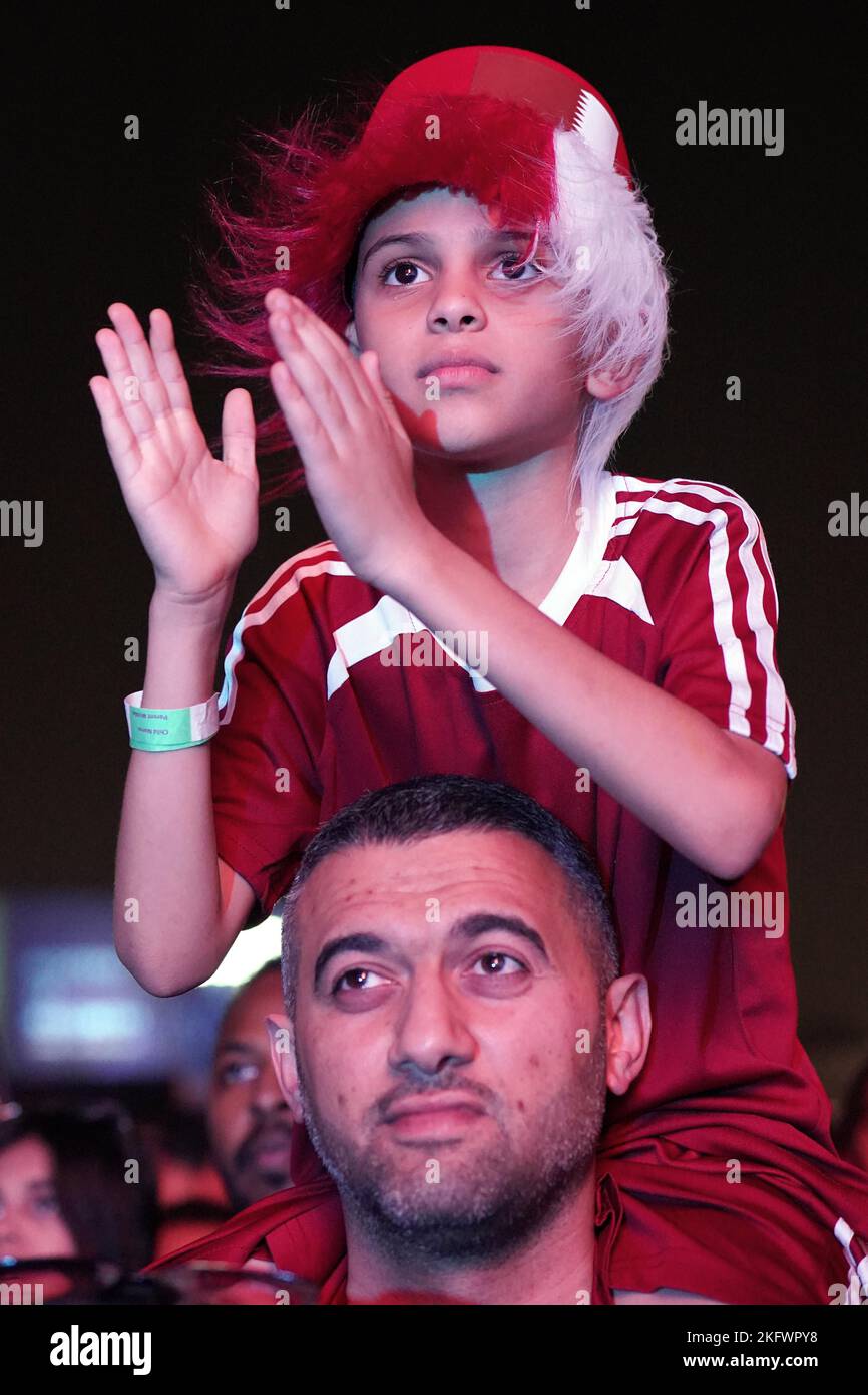 Qatar fans at the FIFA Fan Festival in Al Bidda Park in Doha, Qatar ...