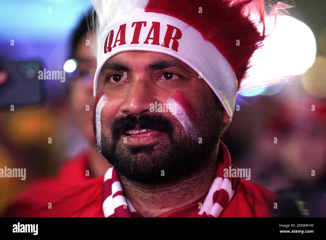 Qatar fans at the FIFA Fan Festival in Al Bidda Park in Doha, Qatar ...