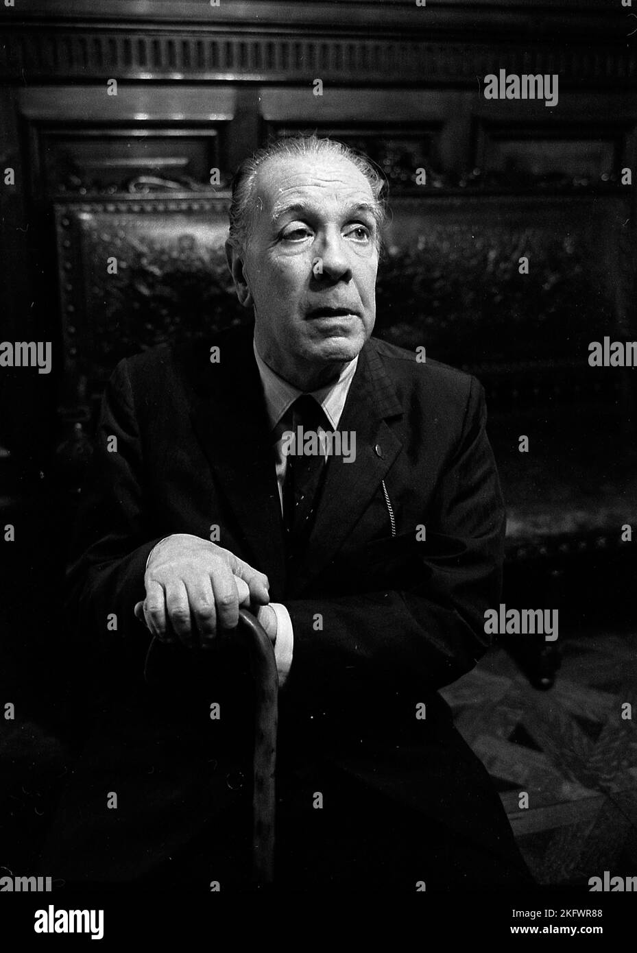 Jorge Luis Borges, Argentine fiction writer, at the Biblioteca Nacional ...