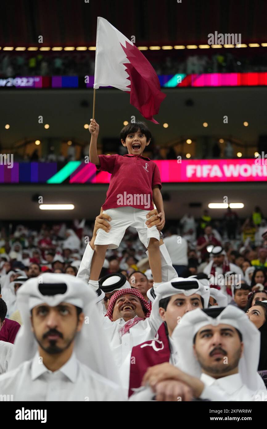 Qatar fans in the stands before the FIFA World Cup Group A match at the ...