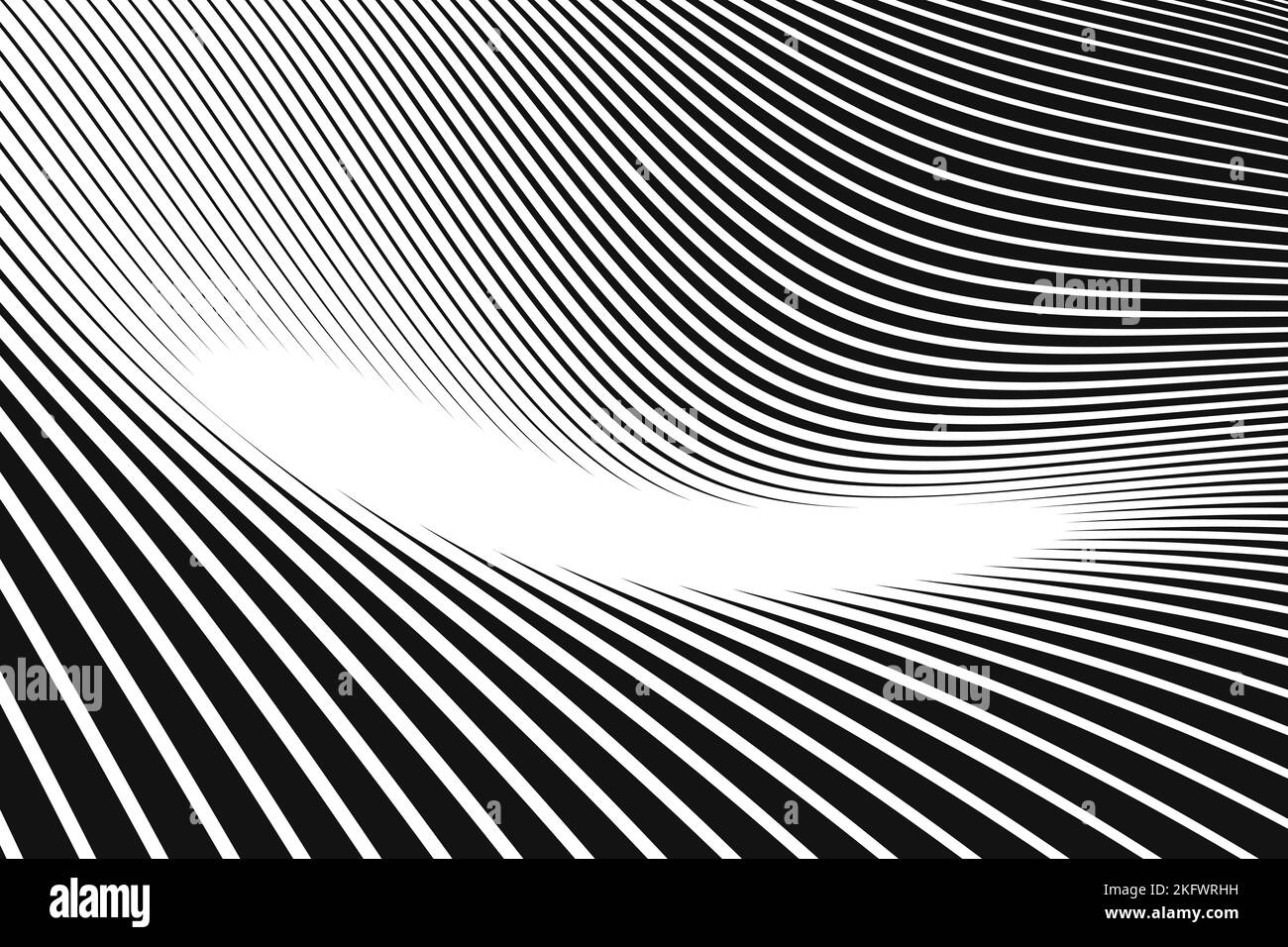 Black and white wavy lines. Halftone optical pattern. Abstract vector ...