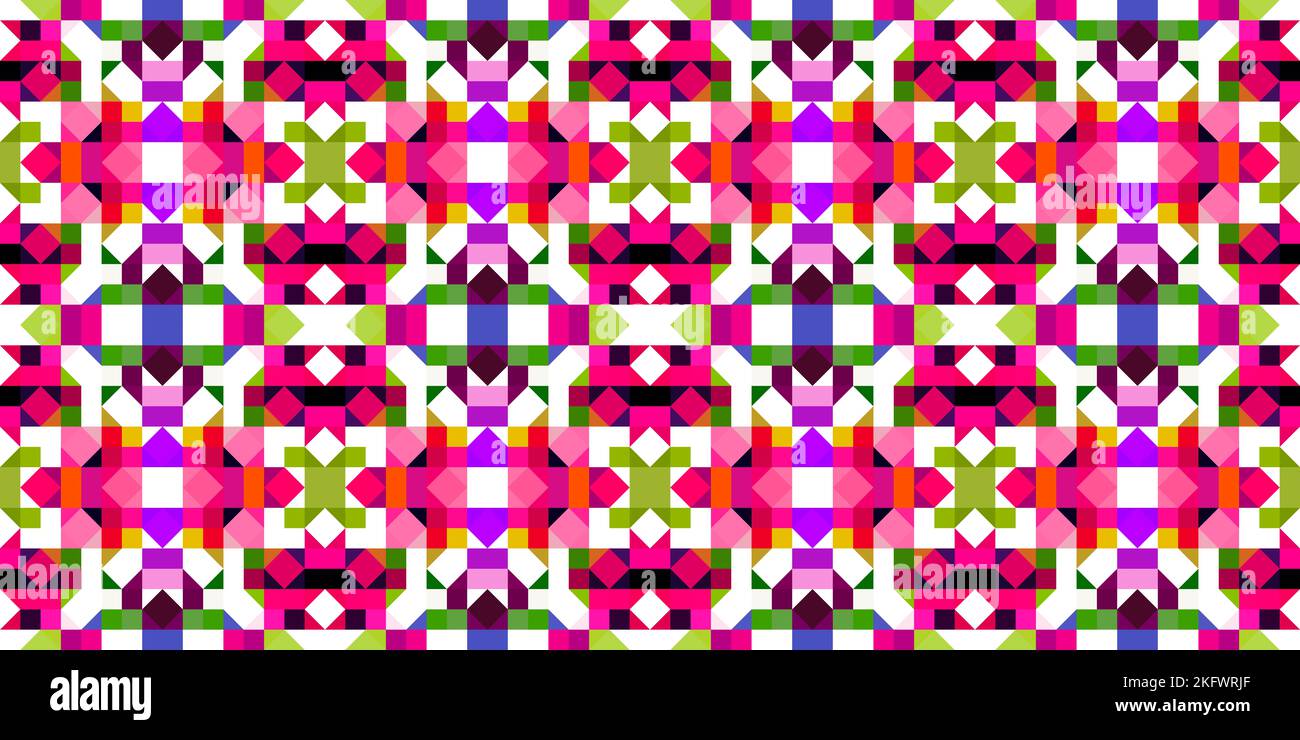 Retro geometric pixel pattern. Playful fun kaleidoscopic pink wallpaper ...