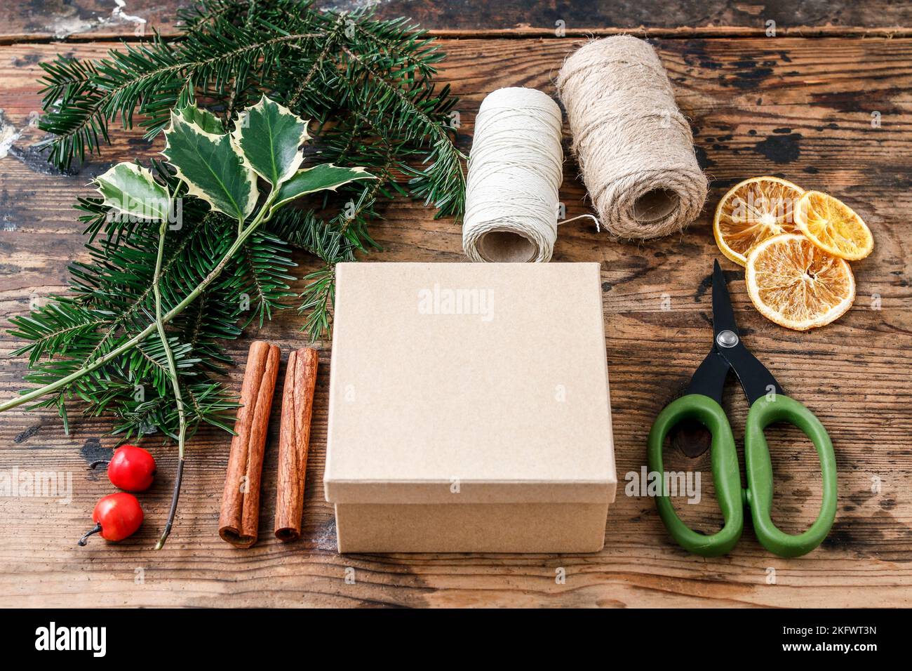Wrapping Christmas gifts. Hobby time Stock Photo - Alamy