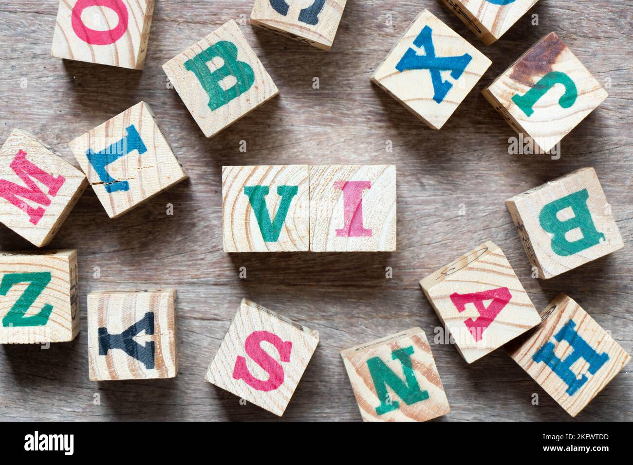 Alphabet Letter Block In Word Vi Abbreviation For Value Investor And Another Letter On Wood