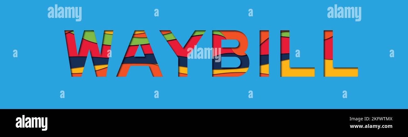 Letter with papercut style in word waybill on blue background Stock ...