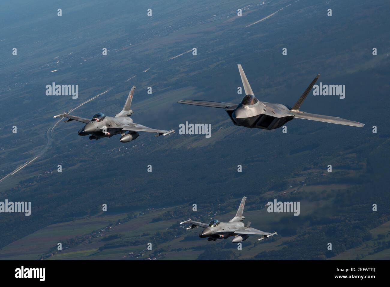 A U.S. Air Force F-22 Raptor assigned to the 90th Expeditionary Fighter ...