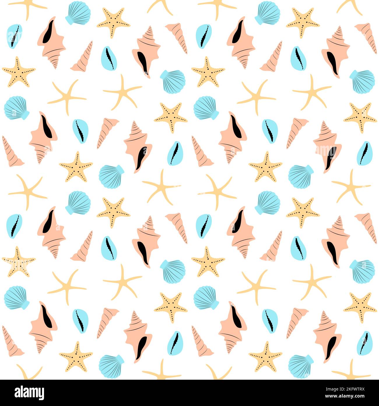 Boho seamless pattern with conch shells and sea stars Stock Vector ...