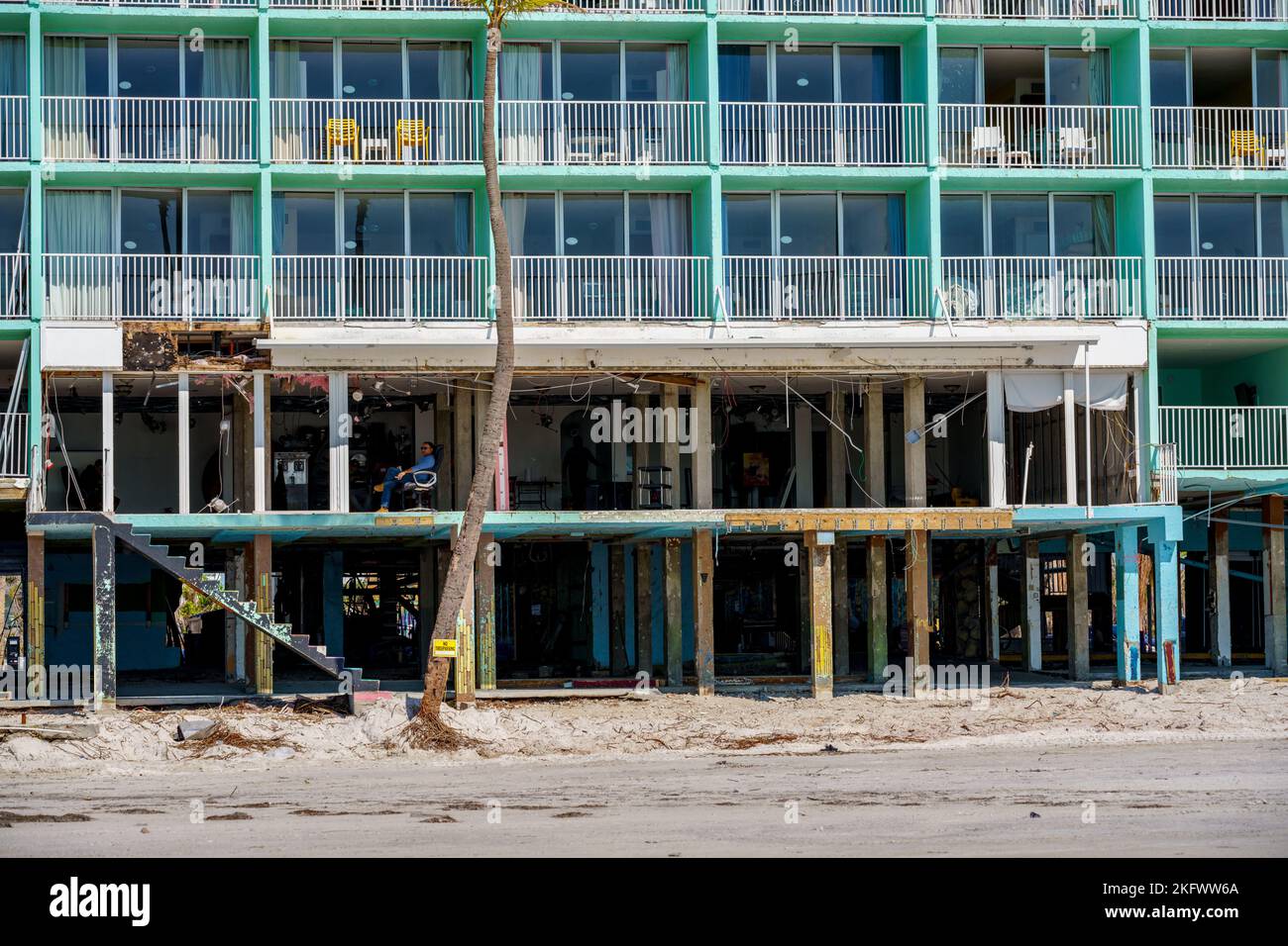 Fort Myers Beach, FL, USA - November 19, 2022: Building destroyed by ...