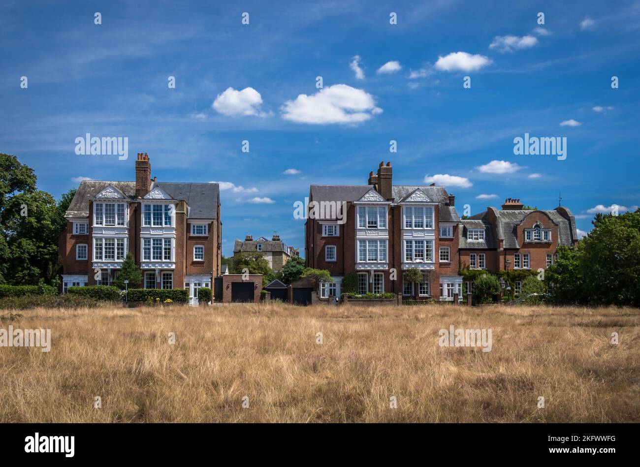 London, United Kingdom, July 2022, view of some buildings by the edge ...