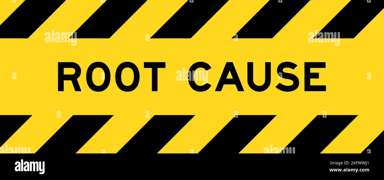 Yellow and black color with line striped label banner with word root ...