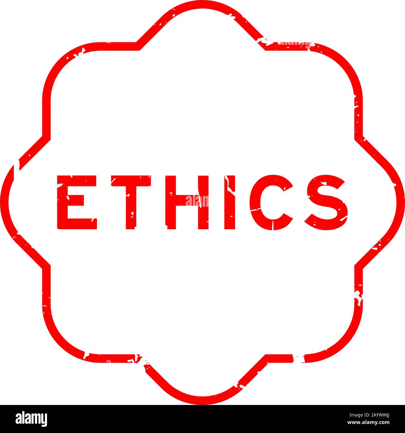 Grunge red ethics word rubber seal stamp on white background Stock ...