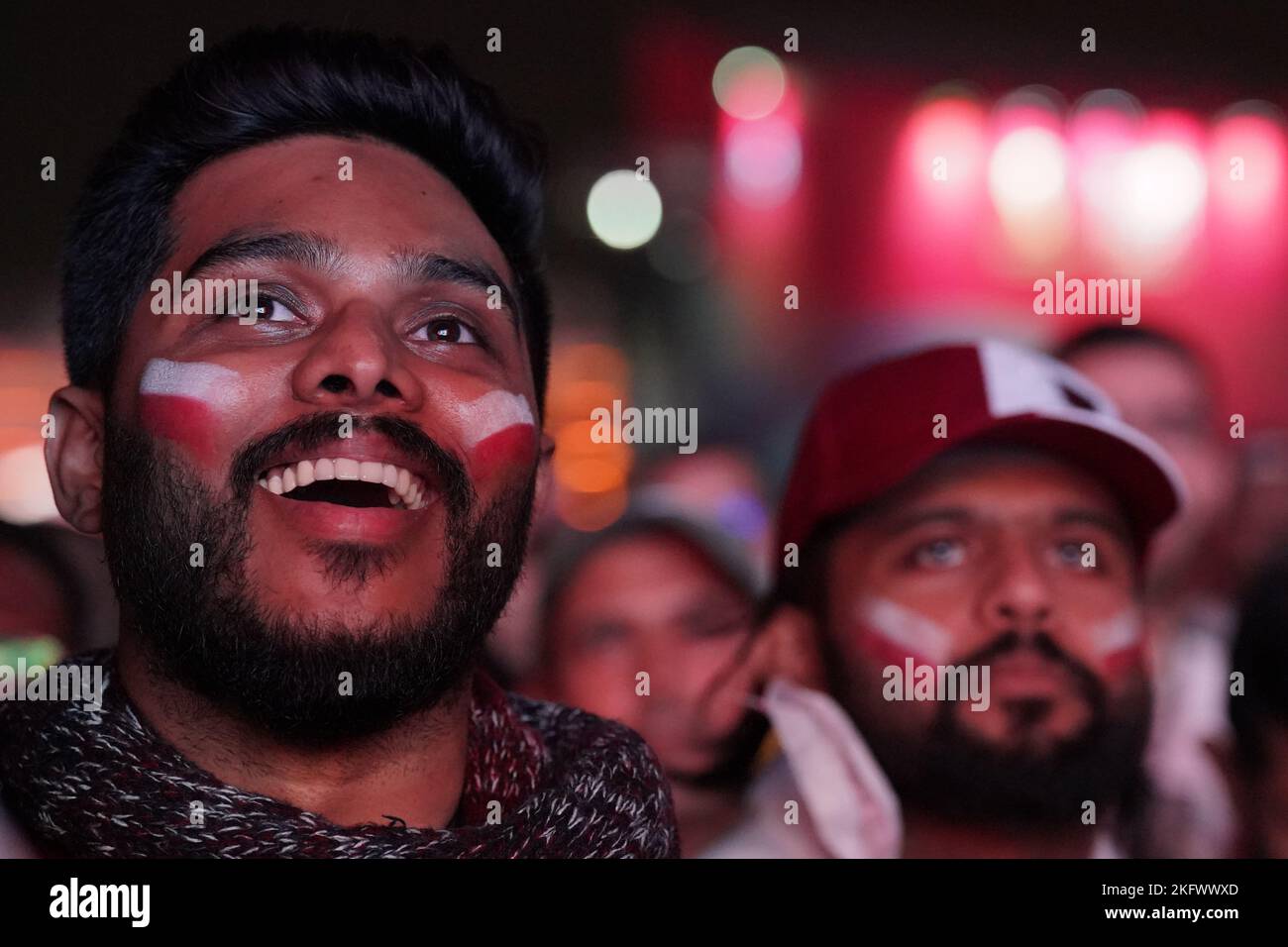 Qatar fans at the FIFA Fan Festival in Al Bidda Park in Doha, Qatar ...