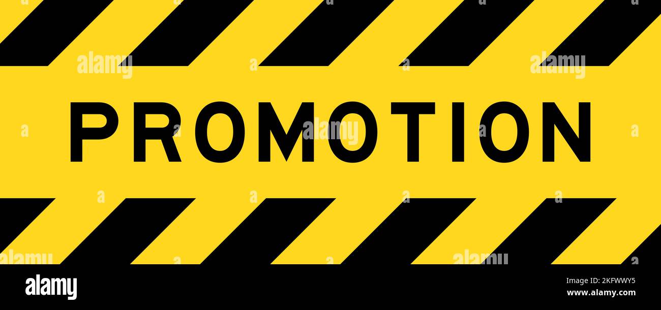 Yellow and black color with line striped label banner with word ...