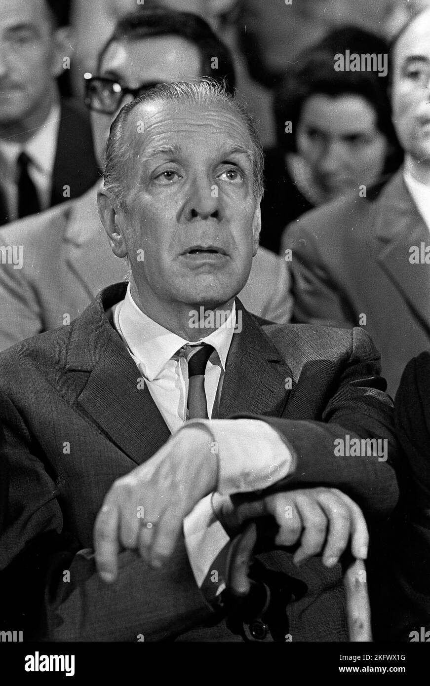 Jorge Luis Borges, Argentinian fiction writer, during a TV program ...