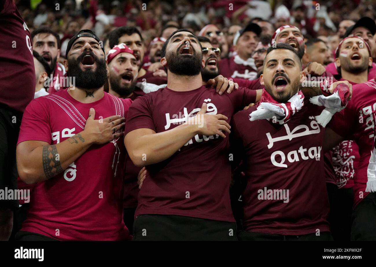 Qatar fans in the stands before the FIFA World Cup Group A match at the ...
