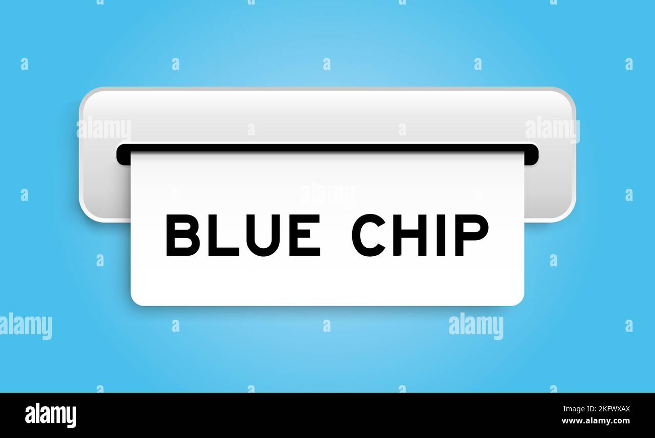 White coupon banner with word blue chip from machine on blue color ...