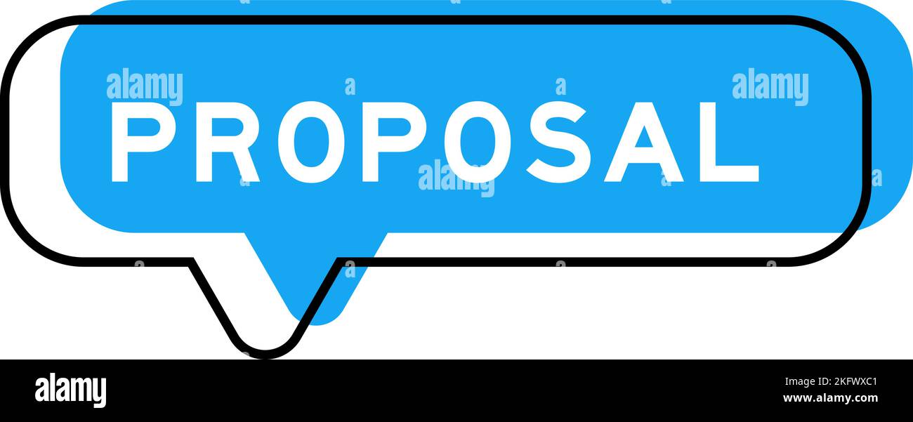 Speech banner and blue shade with word proposal on white background ...
