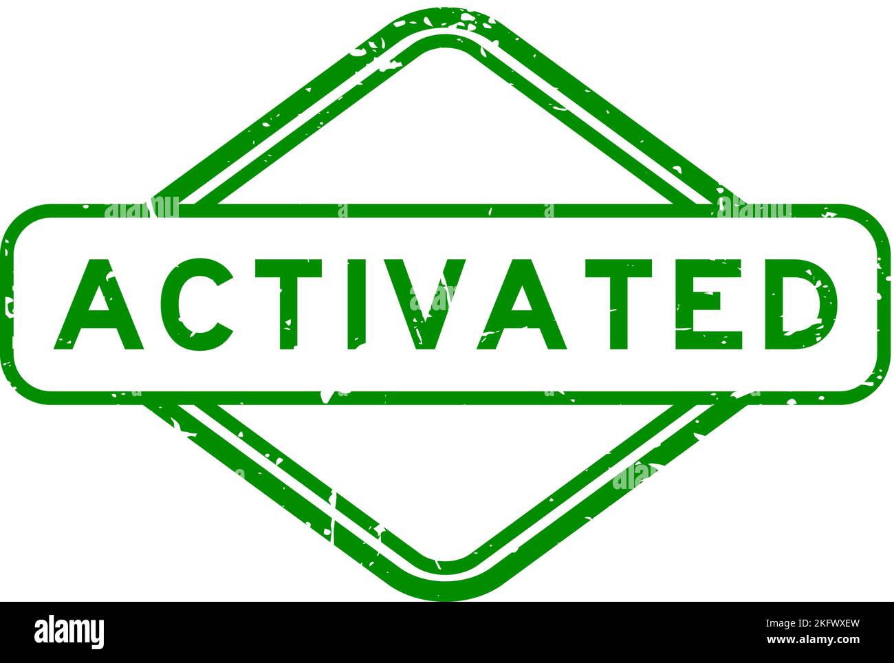 Grunge green activated word rubber seal stamp on white background Stock ...