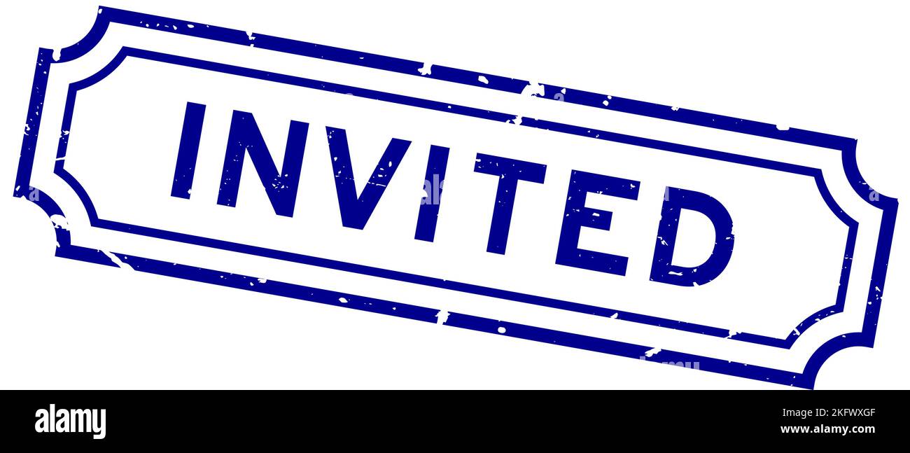 Grunge blue invited word rubber seal stamp on white background Stock ...