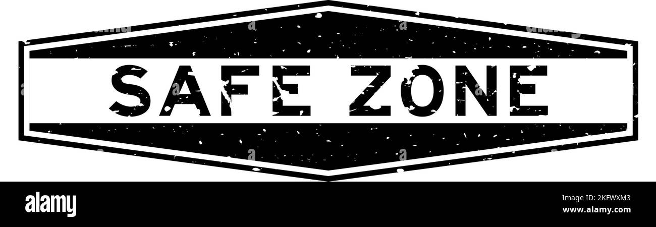 Grunge black safe zone word hexagon rubber seal stamp on white ...