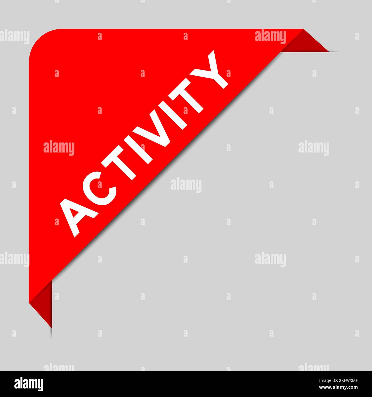 Red color of corner label banner with word activity on gray background ...