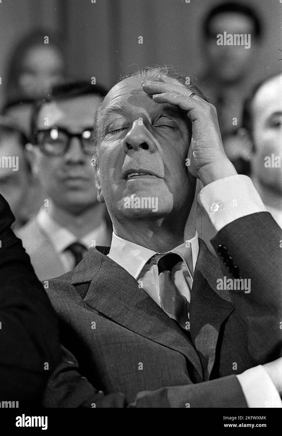 Jorge Luis Borges, Argentinian fiction writer, during a TV program ...