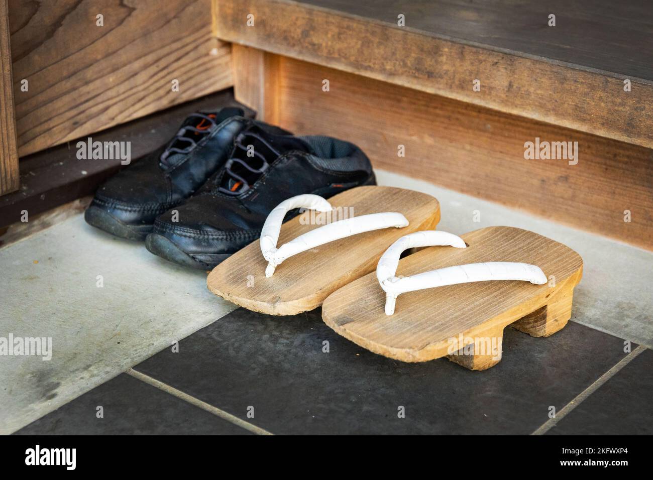 Modern and traditional footwear shoes in asia japan culture together ...