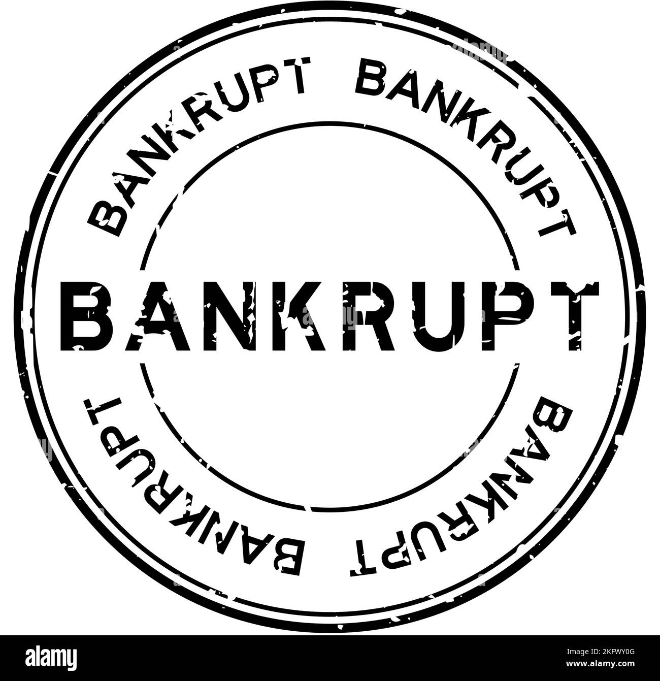 Grunge black bankrupt word round rubber seal stamp on white background ...